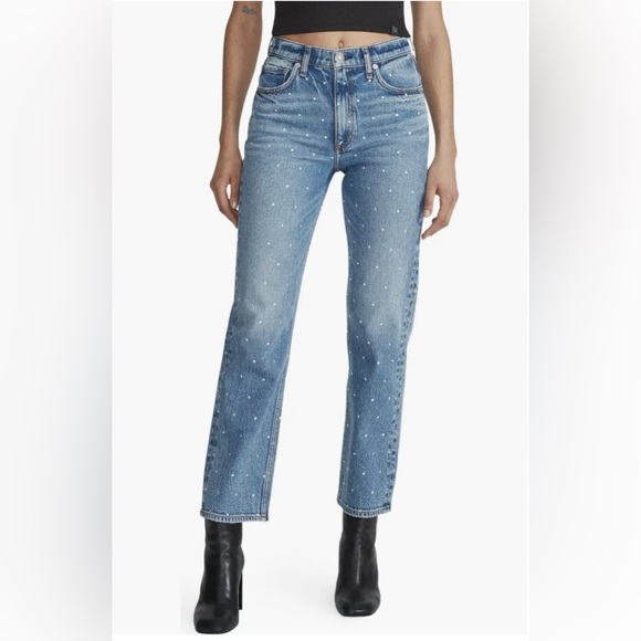 rag & bone | Jeans | Rag Bone Harlow Rhinestone Straight Leg Jeans In ...